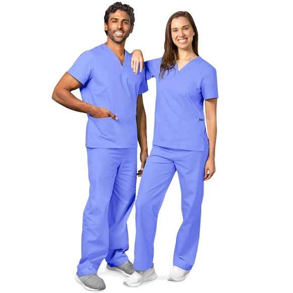 ADAR Universal Unisex Drawstring Scrub Set, Ceil Blue Size 3XL New w ...